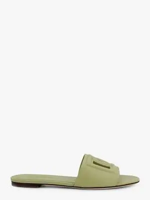 Dolce & Gabbana White Leather Sandals With Dg Millennials Logo - Multicolor