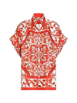 Dolce & Gabbana Silk Shirt With Maiolica Print - Multicolor