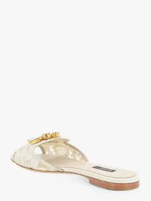Dolce & Gabbana Lace Sandals With Crystal Embellishment - Multicolor