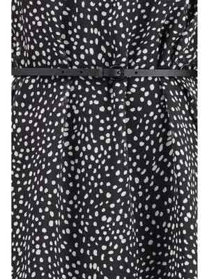 Max Mara Campo Silk Polka Dot Dress With Belt - Black