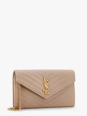 Saint Laurent Black Leather Crossbody Bag With Metal Cassandre Logo
