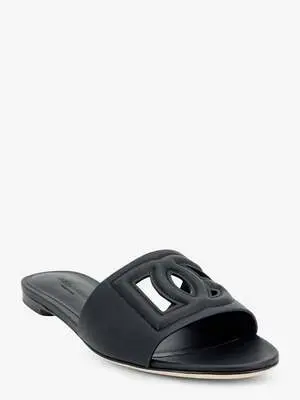 Dolce & Gabbana Leather Sandals With Dg Millennials Logo - Multicolor