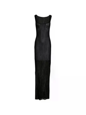 LA GALPA Sheer-ribbed Maxi Dress