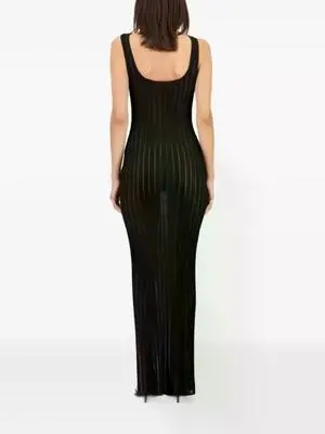 LA GALPA Sheer-ribbed Maxi Dress