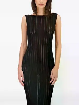 LA GALPA Sheer-ribbed Maxi Dress