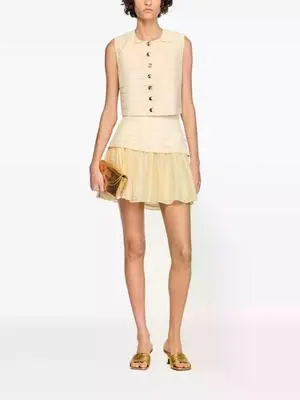 Sandro High-waisted Pleated Mini Skirt With Ruched Detailing