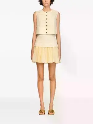 Sandro High-waisted Pleated Mini Skirt With Ruched Detailing