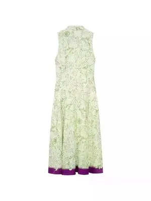 Shanghai Tang Mulberry Silk Graphic Print Maxi Dress - Neutrals