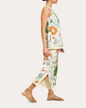Mestiza New York Judah Floral Cotton Cropped Flare Pants