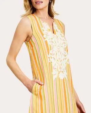 Mestiza New York Belize Embroidered Stripe Mini Shift Dress