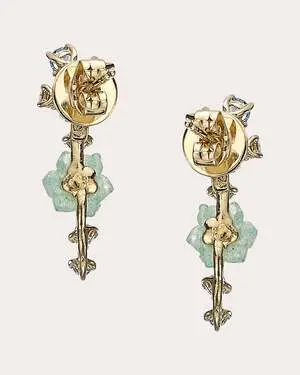 ANABELA CHAN 18k Gold Diamond & Opal Floral Ear Climbers