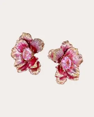 ANABELA CHAN Sapphire Peony Poppy Stud Earrings In 18k Gold