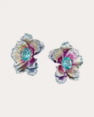 ANABELA CHAN Sapphire And Spinel Iris Poppy Stud Earrings