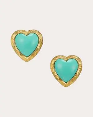 ANABELA CHAN Heart Stud Earrings With Regenerative™ Turquoise