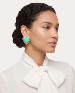 ANABELA CHAN Heart Stud Earrings With Regenerative™ Turquoise