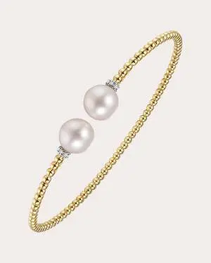 GABRIEL & CO. 14k Yellow Pearl And Diamond Cuff