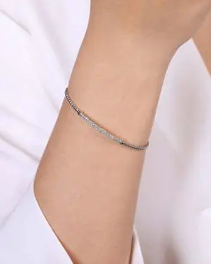 GABRIEL & CO. Diamond & 14k White Gold Bujukan Bar Cuff