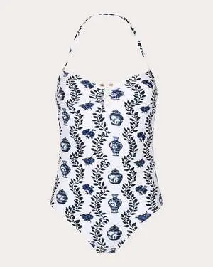 AGUACLARA Strapless One-piece With Dynastie Royale Print - Blue