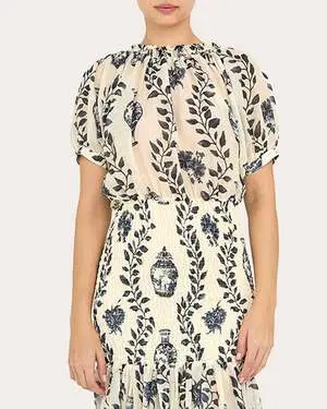 AGUACLARA Dynastie Royale Smocked Maxi Dress
