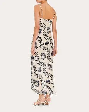 AGUACLARA Dynastie Royale Cotton Silk Midi Slip Dress - Blue