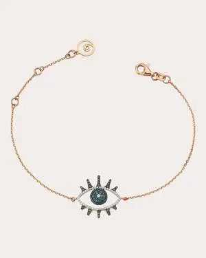 BEE GODDESS 14k Rose Gold Diamond Evil Eye Bracelet