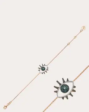 BEE GODDESS 14k Rose Gold Diamond Evil Eye Bracelet