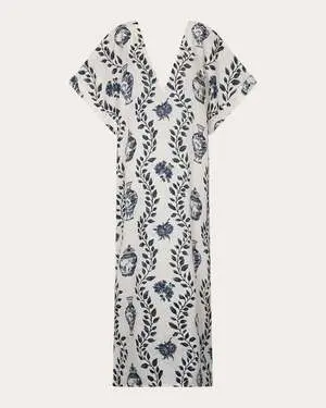 AGUACLARA Linen V-neck Tunic Dress