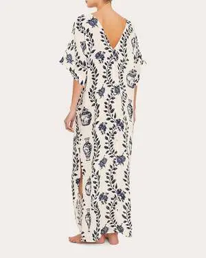 AGUACLARA Linen V-neck Tunic Dress