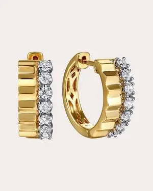 GABRIEL & CO. Diamond & 14k Two-row Huggie Earrings - Gold