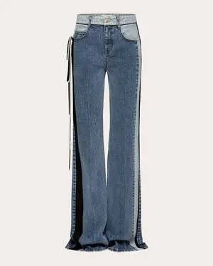 Hellessy Ben Satin Ribbon Straight-leg Jeans