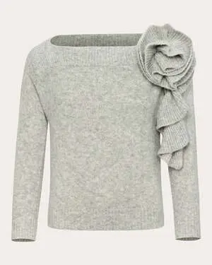 Hellessy Odin Corsage Boatneck Sweater - Grey