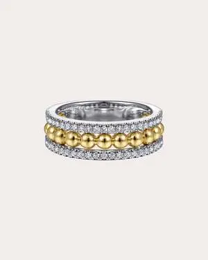 GABRIEL & CO. Diamond & Two-tone Bujukan Wide Band Ring - Silver