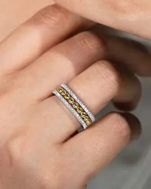 GABRIEL & CO. Diamond & Two-tone Bujukan Wide Band Ring