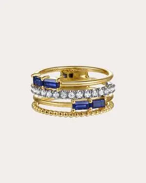 Gabriel & Co. Sapphire And Diamond Multi-band Ring - Yellow