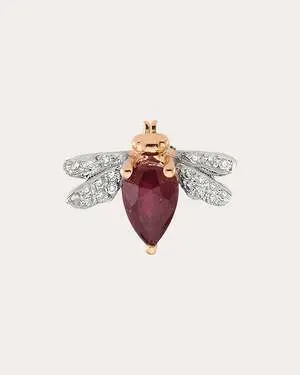 BEE GODDESS Ruby & Diamond Queen Bee Bella Stud Earring - Red