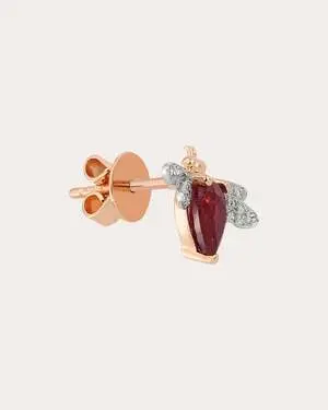 BEE GODDESS Ruby & Diamond Queen Bee Bella Stud Earring - Red
