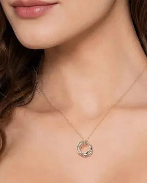 GABRIEL & CO. Diamond & 14k Interlocking Circles Pendant Necklace