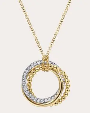 GABRIEL & CO. Diamond & 14k Interlocking Circles Pendant Necklace