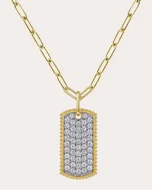 GABRIEL & CO. 14k Yellow Diamond Bujukan Dog Tag Necklace