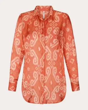 AGUACLARA Palais Des Orangers Cotton Silk Button-up Top