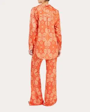 AGUACLARA Palais Des Orangers Cotton Silk Button-up Top