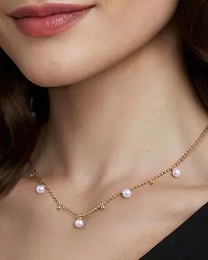 GABRIEL & CO. Pearl & 14k Bujukan Droplet Necklace