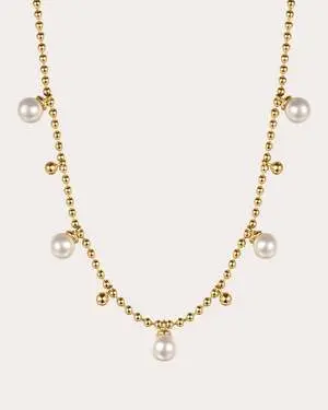 GABRIEL & CO. Pearl & 14k Bujukan Droplet Necklace