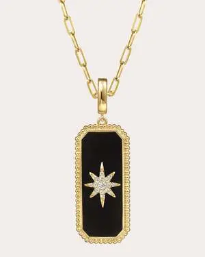 GABRIEL & CO. 14k Yellow Gold Onyx & Diamond Star Pendant