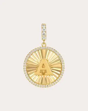 Gabriel & Co. 14k Diamond & Initial 'a' Medallion - Yellow