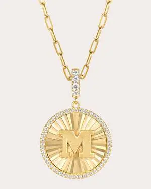 GABRIEL & CO. 14k Yellow Diamond & "m" Initial Medallion