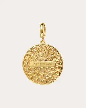 GABRIEL & CO. Celestial Medallion With Diamonds And Enamel In 14k Gold