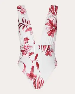 AGUACLARA La Vie Rouge Belted Plunge One-piece - Red