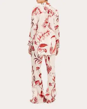 AGUACLARA La Vie Rouge Cotton Silk Button-up Top