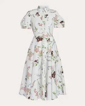 Erdem Floral Cotton Midi Shirt Dress